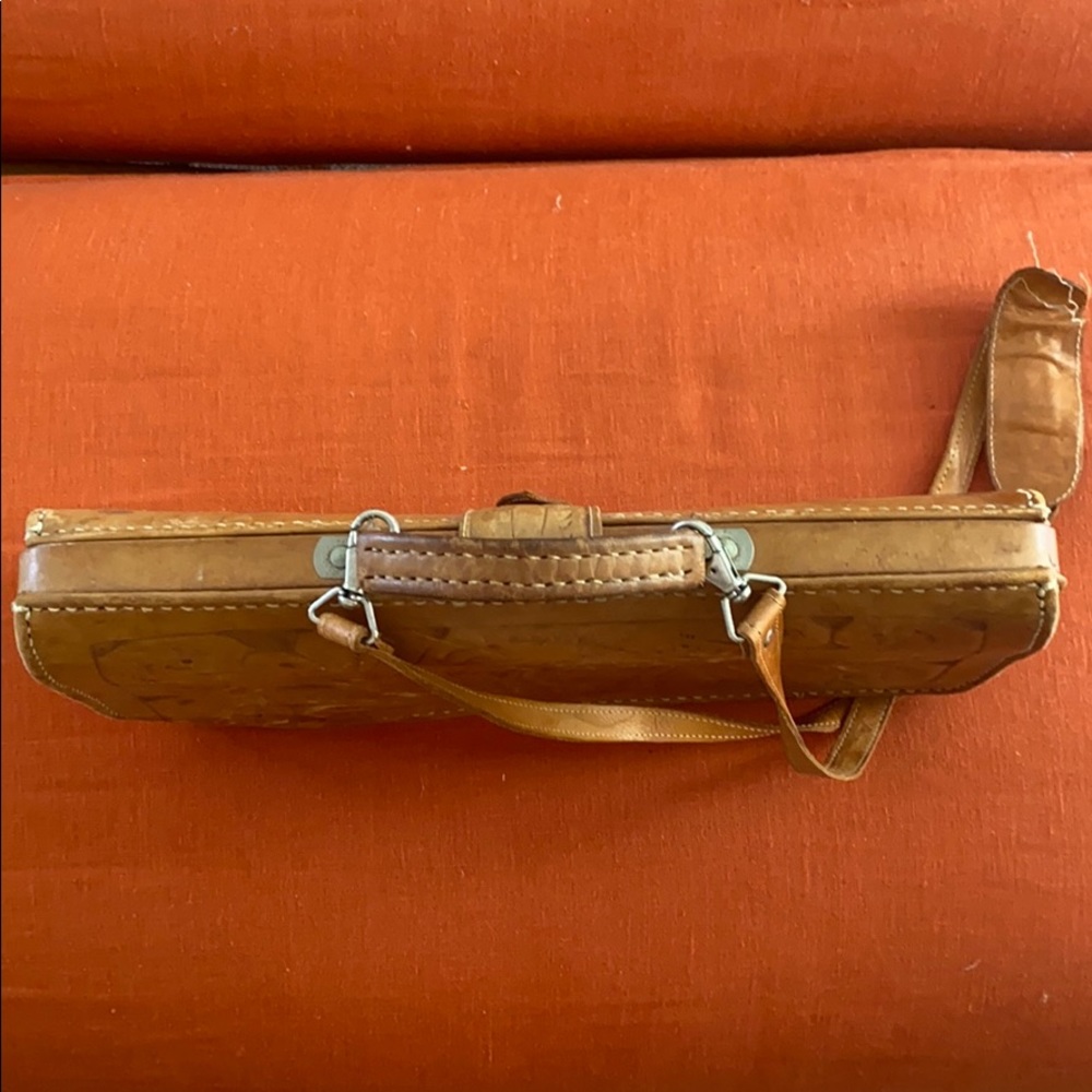 Vintage Hand Tooled Leather Briefcase - Gem